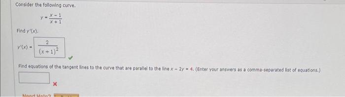 Solved Consider the following curve. y=x+1x−1 Find y′(x). | Chegg.com