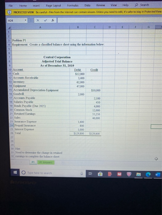 Solved File Home Insert Page Layout Formulas Data Review | Chegg.com