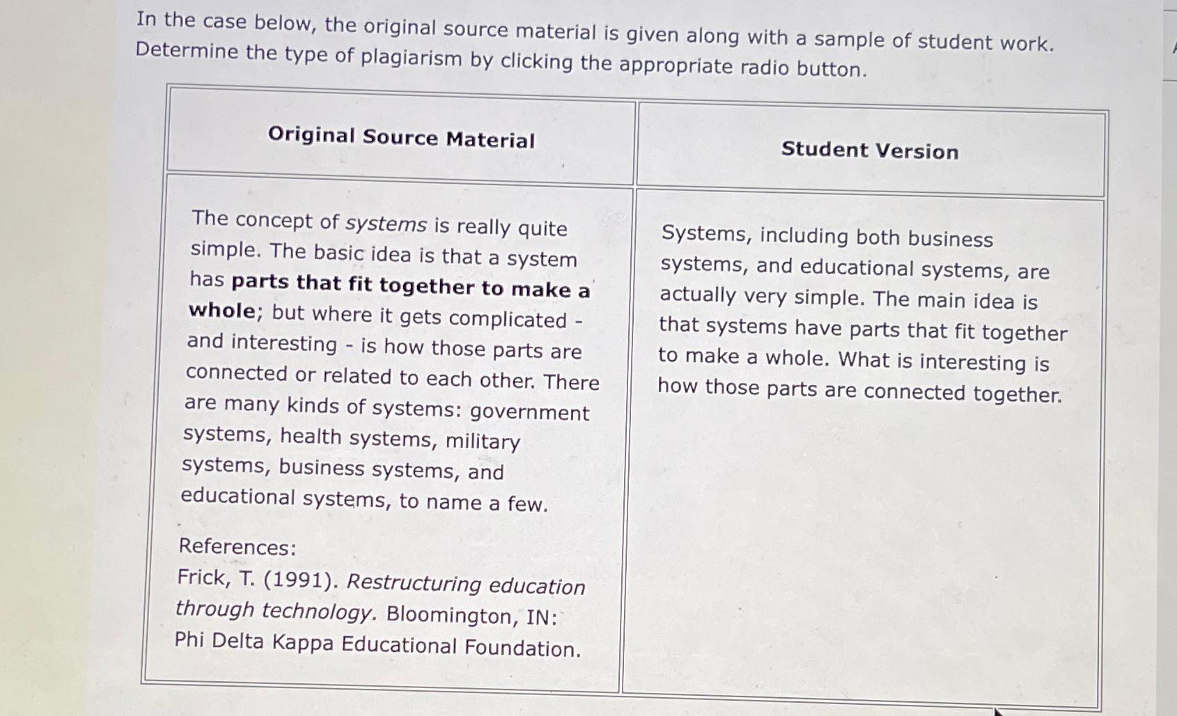 Solved In the case below, the original source material is | Chegg.com