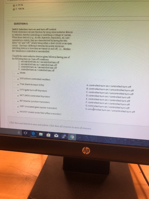 Solved e. 95% of 100 QUESTIONS Switch Selection turn on and | Chegg.com