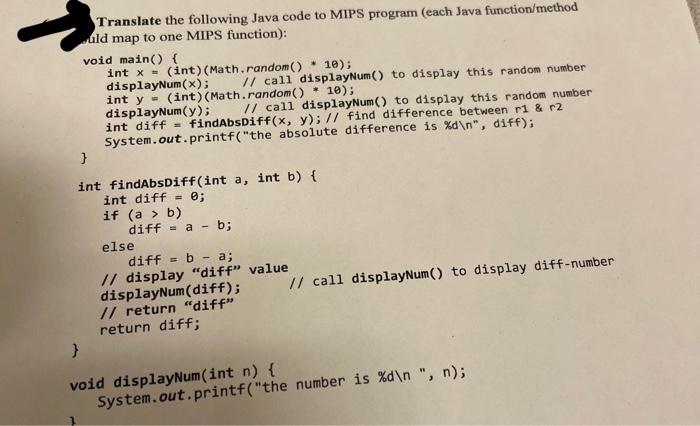 Solved Translate the following Java code to MIPS program | Chegg.com