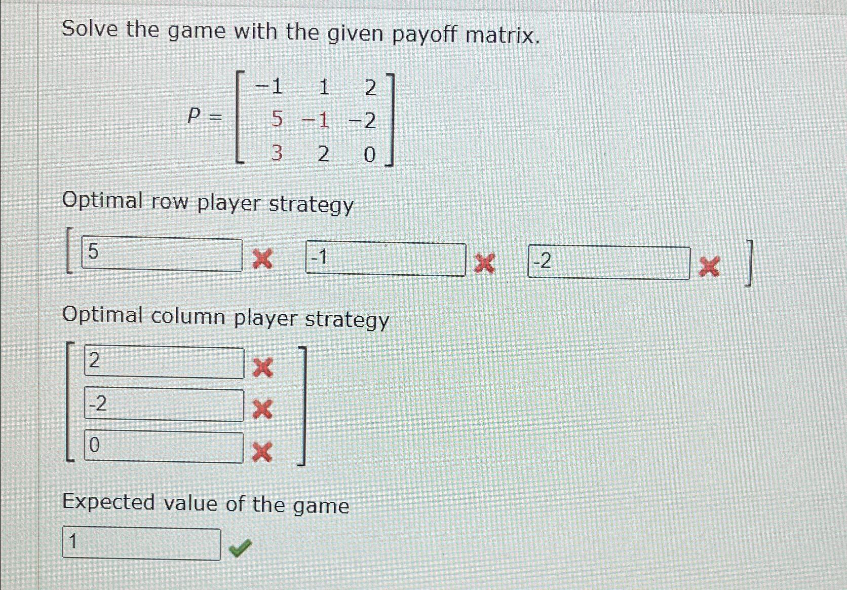 Solved Solve the game with the given payoff | Chegg.com