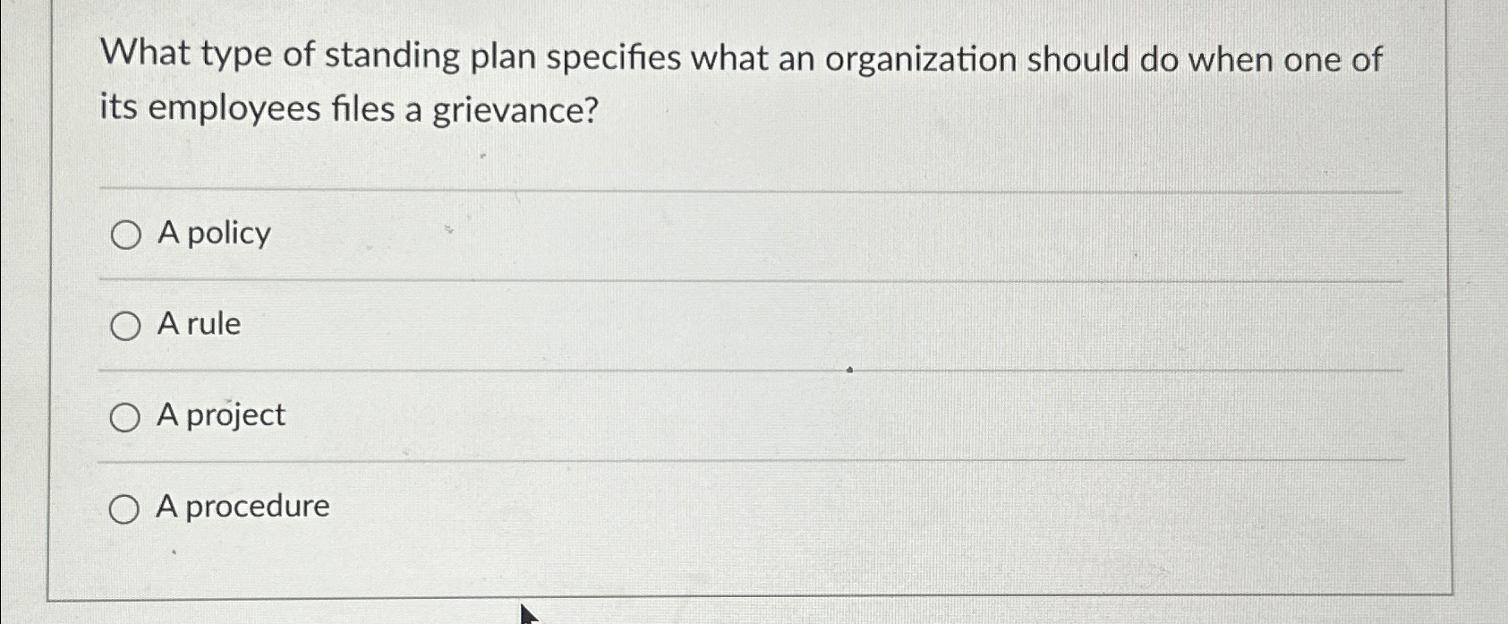 Solved What type of standing plan specifies what an | Chegg.com