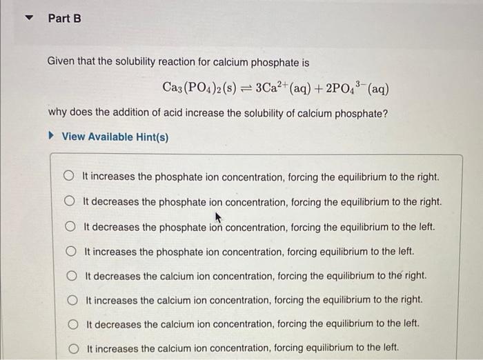 Solved Given that the solubility reaction for calcium | Chegg.com