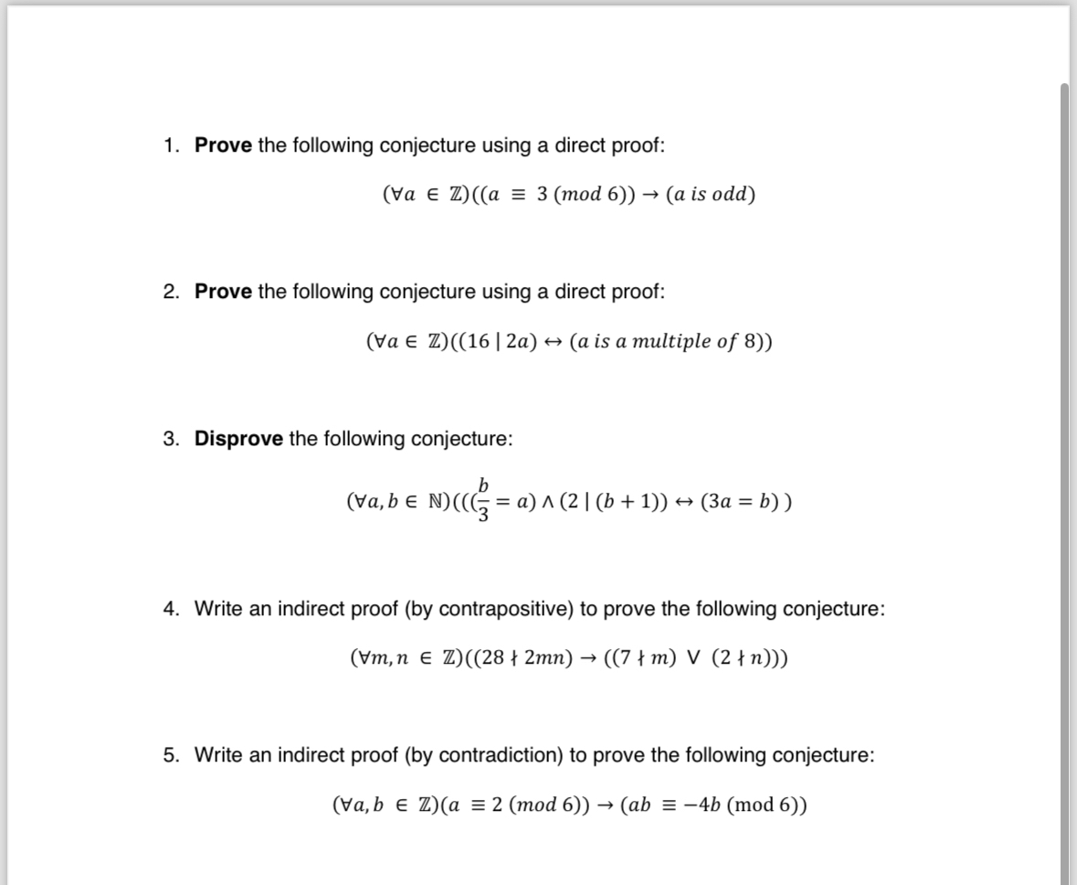 Solved Prove the following conjecture using a direct | Chegg.com