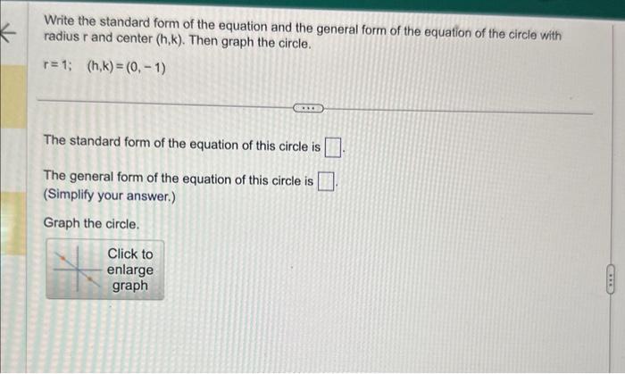 Solved Write the standard form of the equation and the | Chegg.com