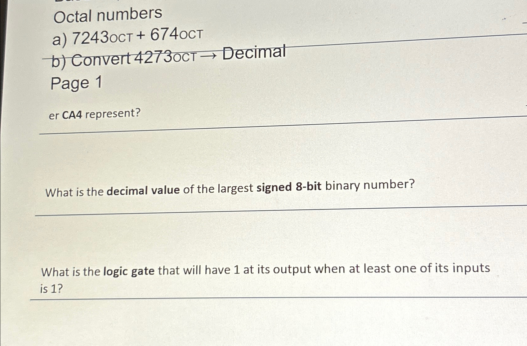 Solved Octal numbersa) 72430CT+674ocTb) ﻿Convert 42730 ﻿ocT | Chegg.com