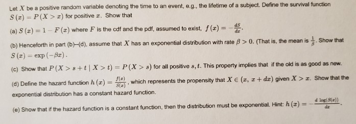 Solved ds Let X be a positive random variable denoting the | Chegg.com