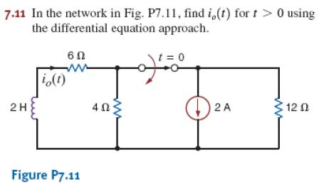 Solved In the network in Fig. P7.I1. find i0(t) for t > 0 | Chegg.com