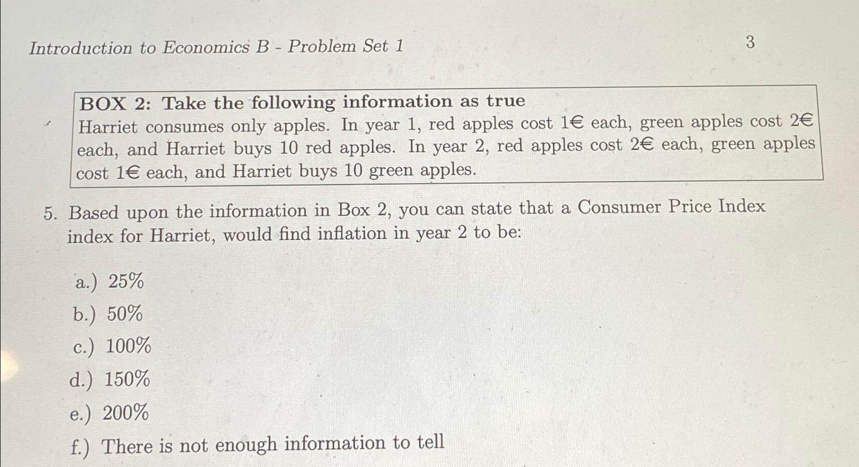 Solved Introduction to Economics B - ﻿Problem Set 13BOX 2: | Chegg.com