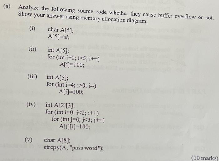 Solved Analyze the following source code whether they cause | Chegg.com