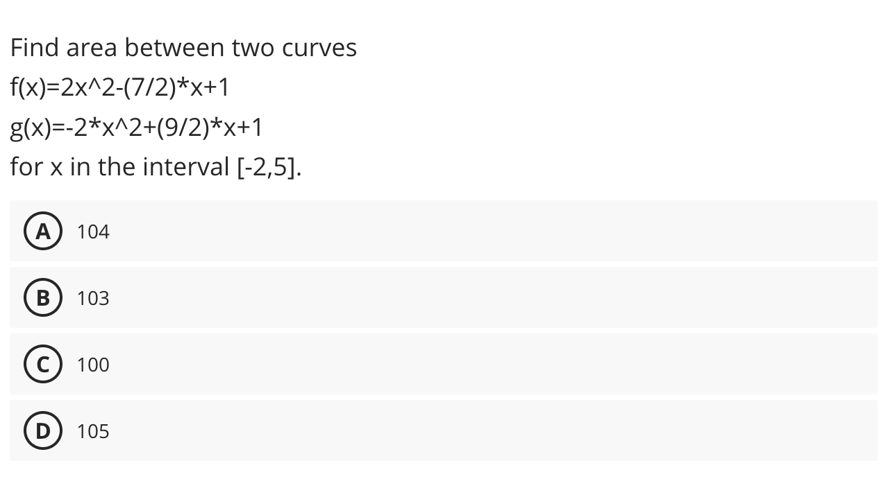 Solved Find area between two | Chegg.com