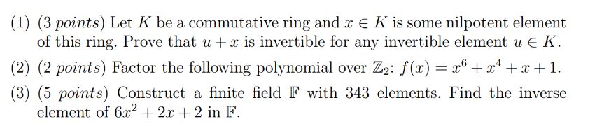 Solved (5 ﻿points) ﻿Let F ﻿be a field and L ﻿be it's | Chegg.com