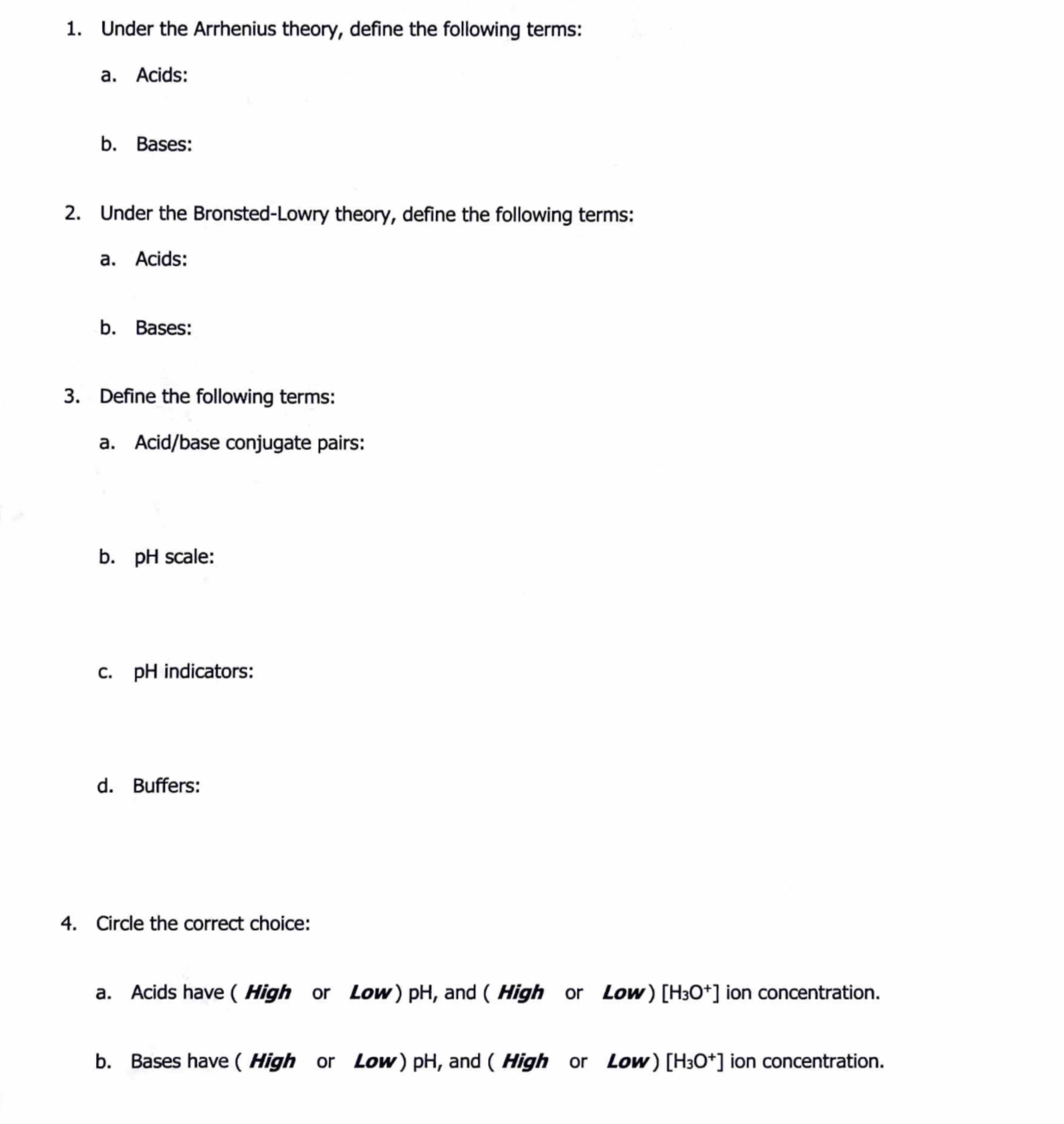Solved Under the Arrhenius theory, define the following | Chegg.com