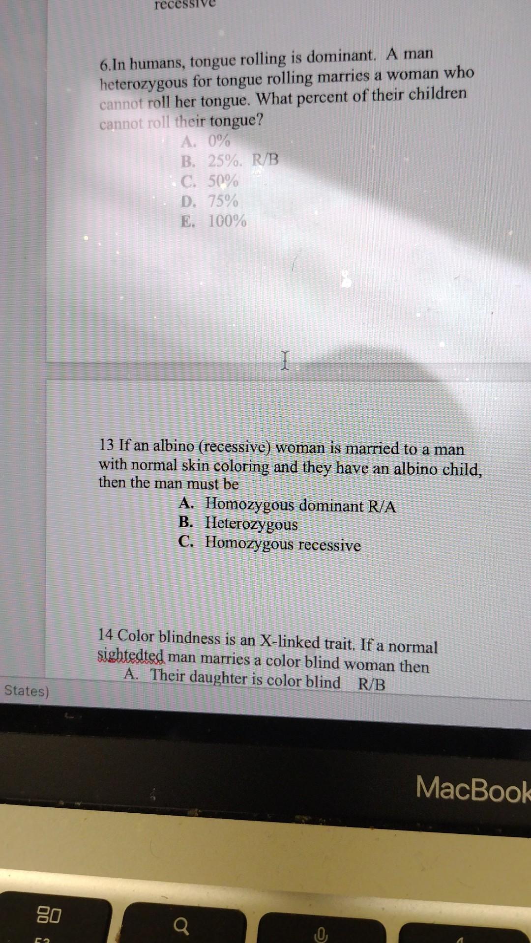 Solved 6.In humans, tongue rolling is dominant. A man | Chegg.com