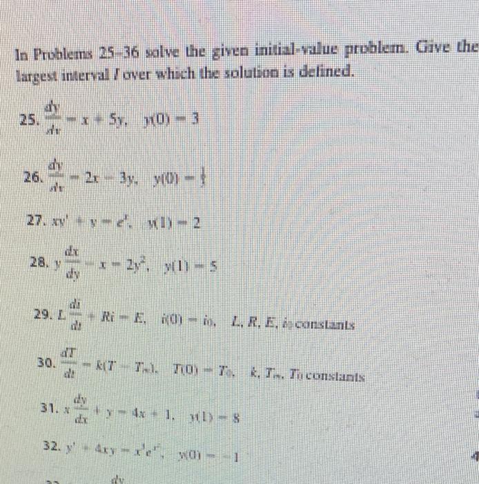 Solved In Problems 25-36 salve the given initial-value | Chegg.com