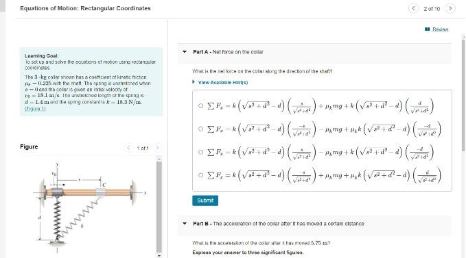 Solved Equations of Motion: Rectangular Coordinates Part B - | Chegg.com