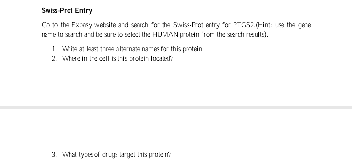 Solved Swiss-Prot Entry Go to the Expasy website and search | Chegg.com