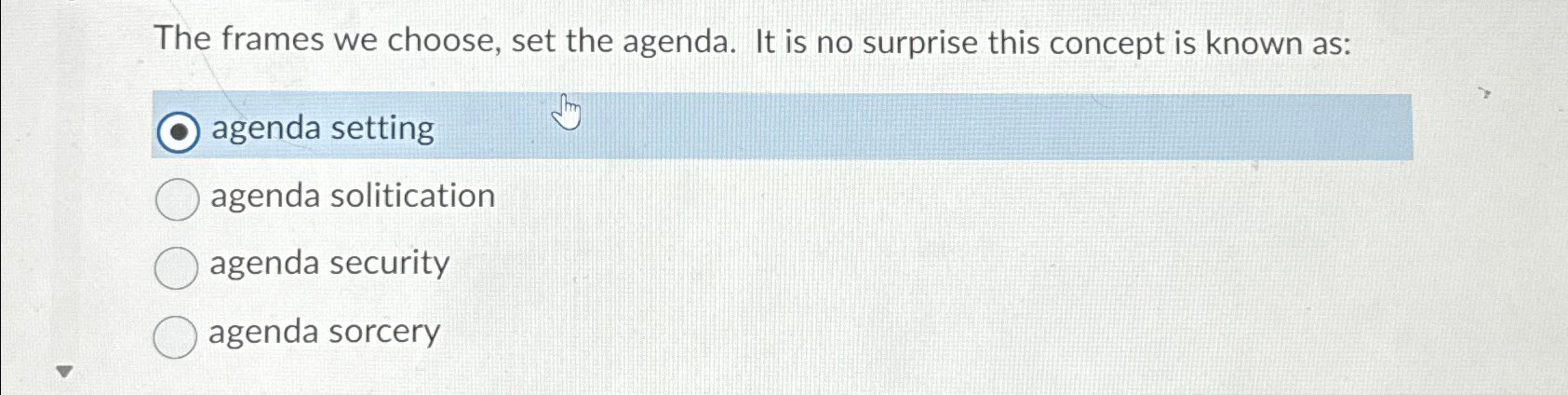 Solved The frames we choose, set the agenda. It is no | Chegg.com