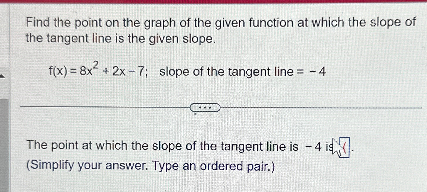 Solved Find the point on the graph of the given function at | Chegg.com