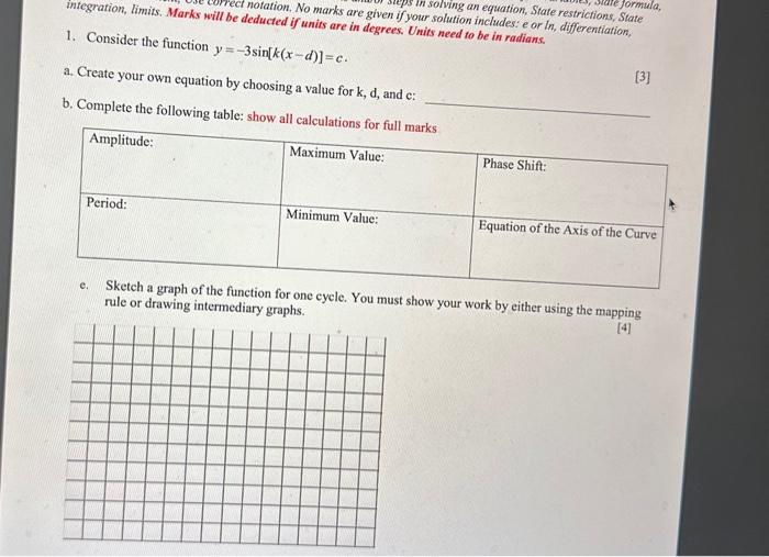 Solved integration, limits. Marks will be dif units are in | Chegg.com