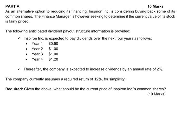 Solved PART A 10 Marks As an alternative option to reducing | Chegg.com