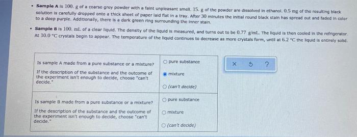 Solved • Sample A is 100 g of a coarse grey powder with a | Chegg.com