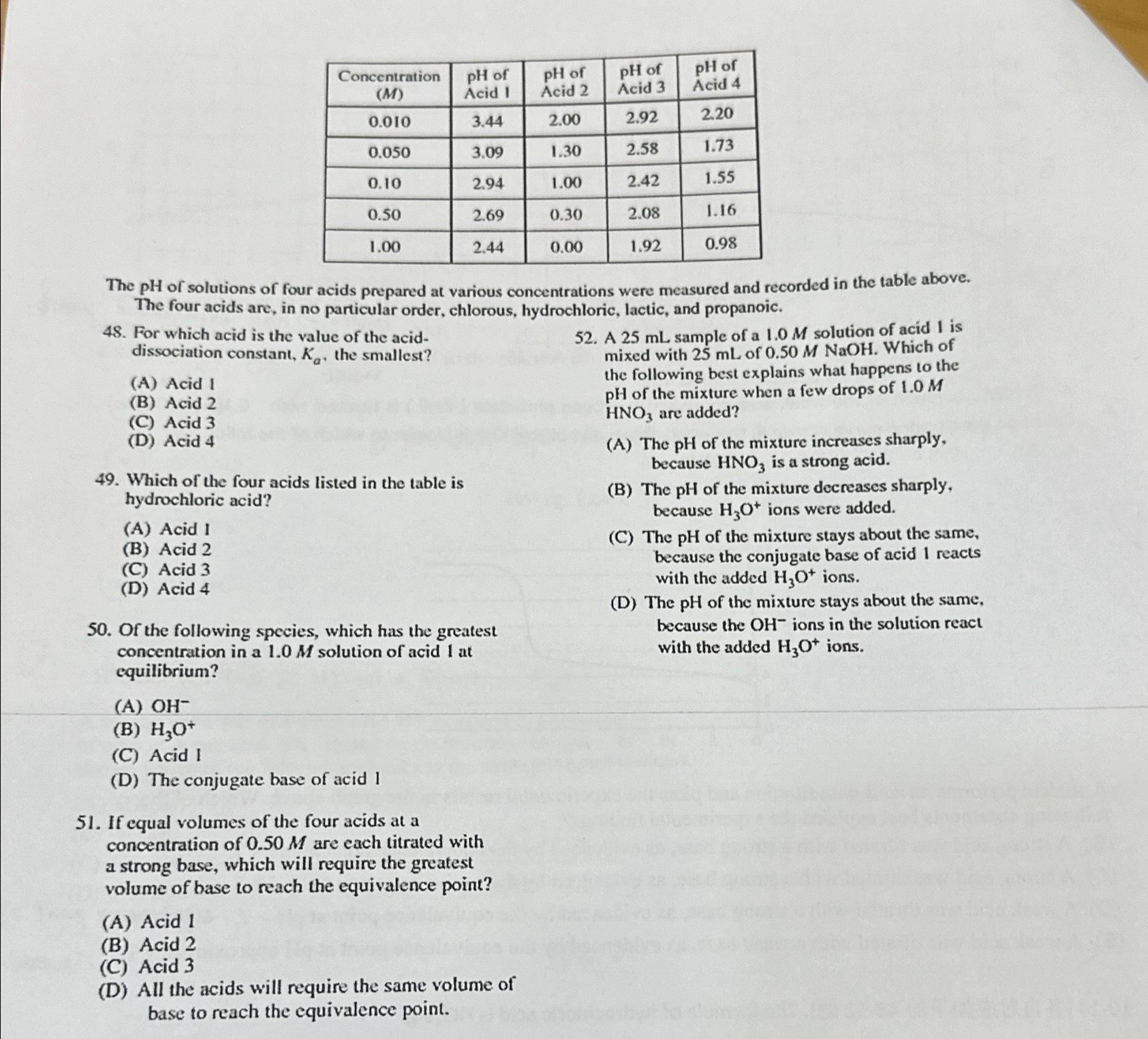 Solved 48-52,need solution and process, tks | Chegg.com