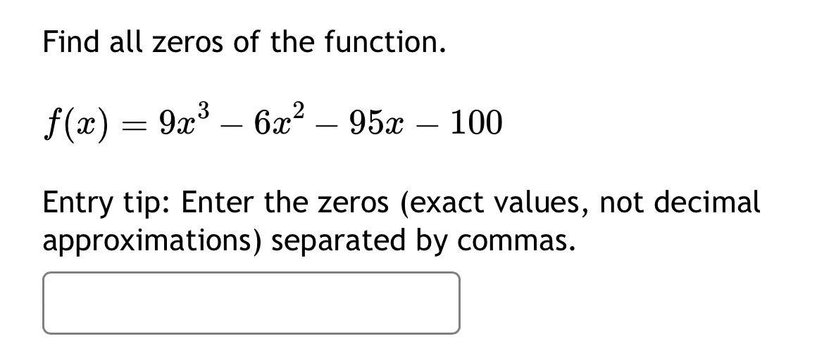 Solved Find all zeros of the | Chegg.com