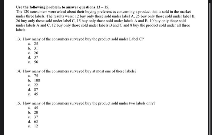 Solved Use the following problem to answer questions 13-15. | Chegg.com