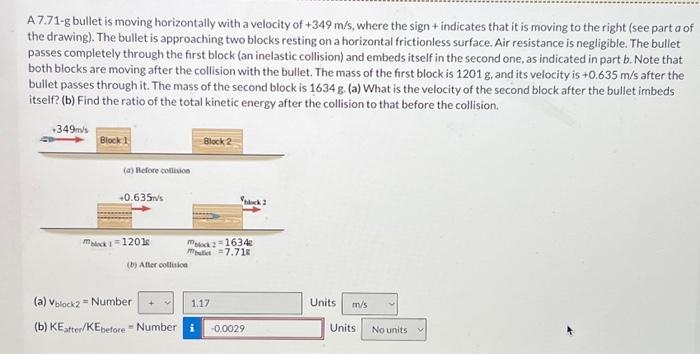 Solved A 7.71-g bullet is moving horizontally with a | Chegg.com