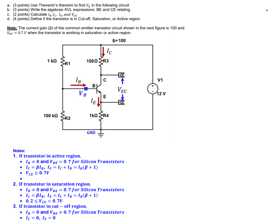 Solved a. (3 ﻿points) ﻿Use Thevenin's theorem to ﻿find VB in | Chegg.com