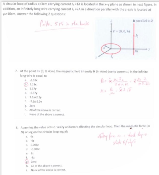 Solved A circular loop of radius a-3cm carrying current l=1A | Chegg.com