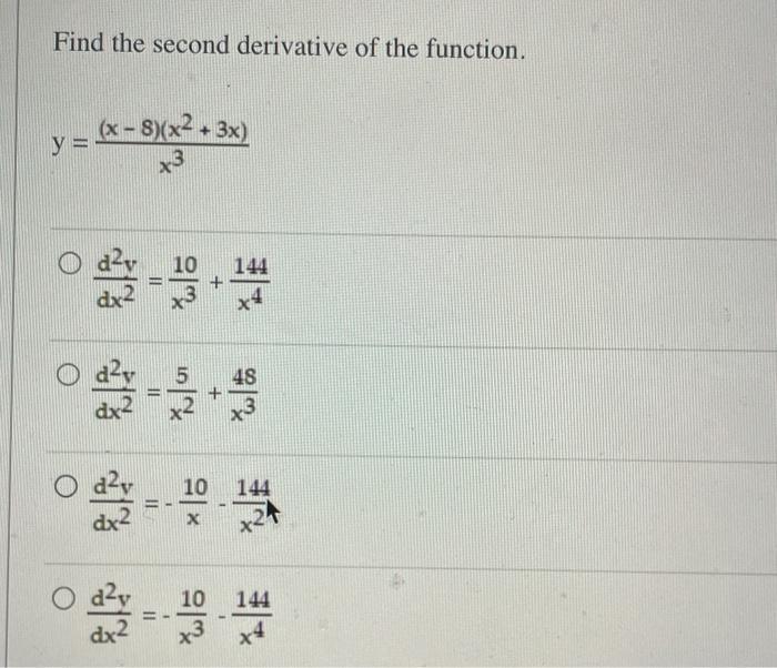 Solved Find the second derivative of the function. | Chegg.com