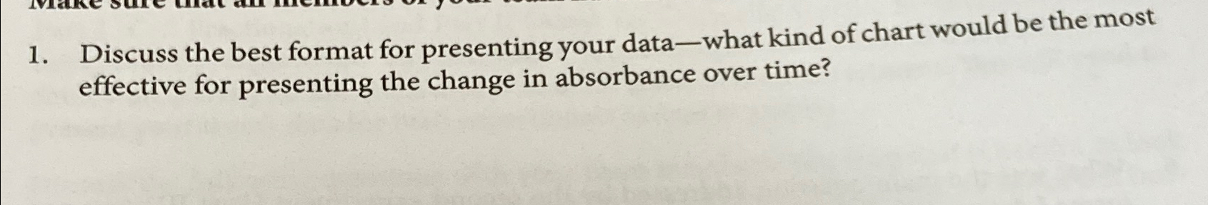 Solved Discuss the best format for presenting your data-what | Chegg.com