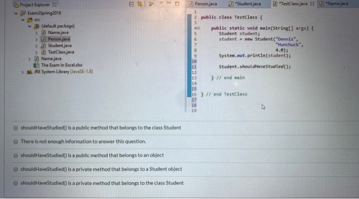 Solved e 3 Person.java "Student.java TestClass.java X | Chegg.com
