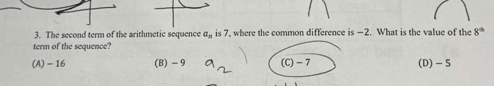 Solved The second term of the arithmetic sequence an ﻿is 7 , | Chegg.com