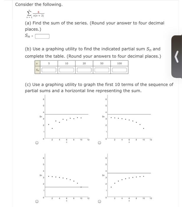 Solved Consider the following. nin + 3) (a) Find the sum of | Chegg.com