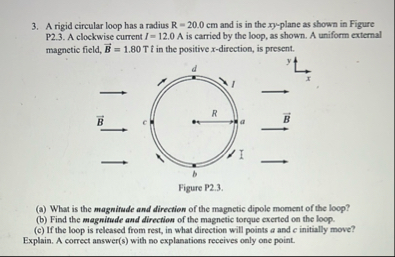 Solved A rigid circular loop has a radius R=20.0cm ﻿and is | Chegg.com