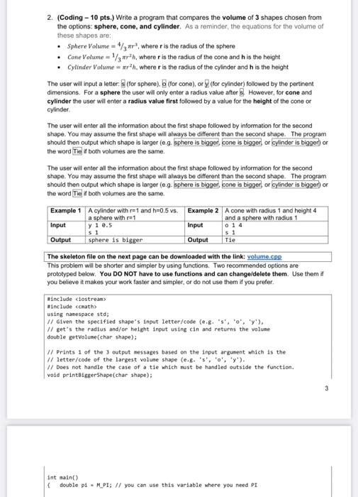 Solved 2 (Coding - 10 pts.) Write a program that compares | Chegg.com