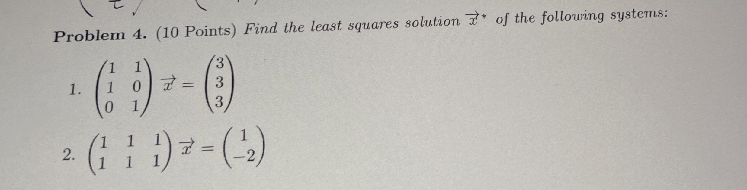 Solved Problem 4. (10 ﻿Points) ﻿Find the least squares | Chegg.com