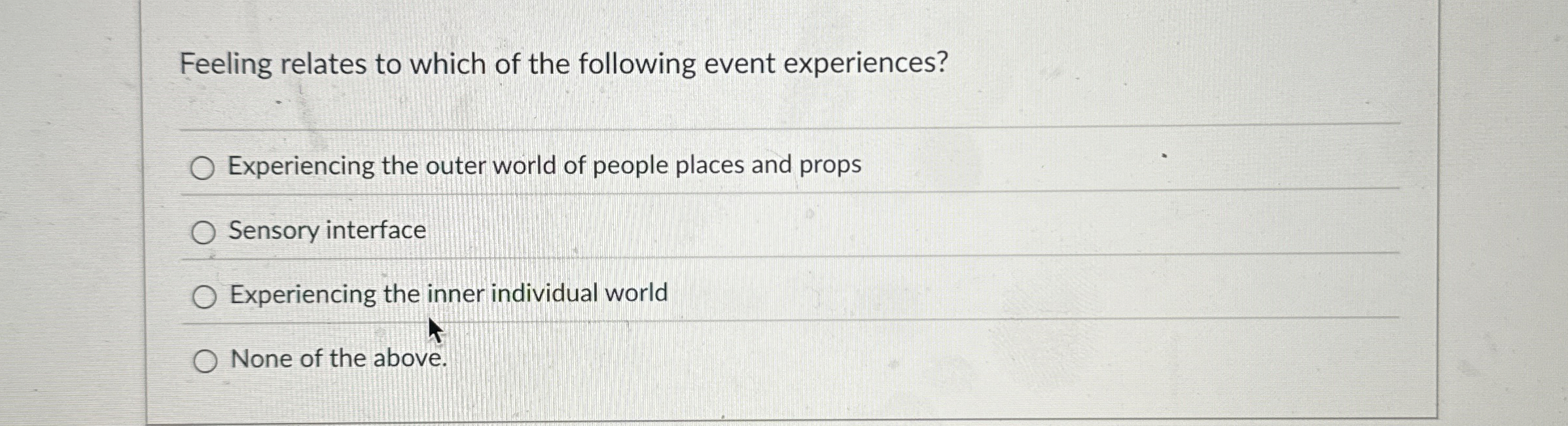 Solved Feeling relates to which of the following event | Chegg.com