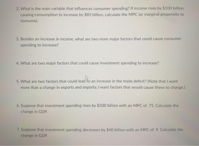 Solved For the last 3 questions, use the simple multiplier | Chegg.com