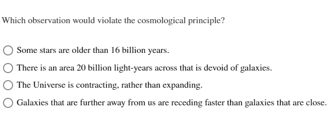 Solved Which observation would violate the cosmological | Chegg.com