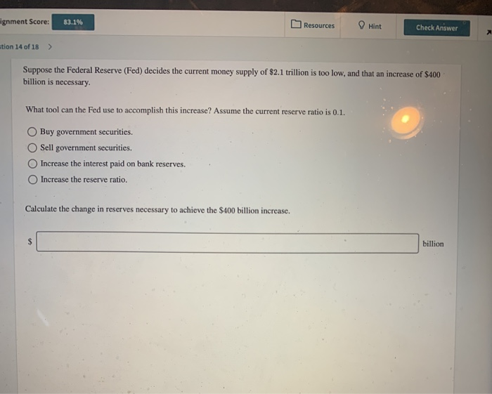 Solved gnment Score: 83.1% Resources Hint Check Answer tion | Chegg.com