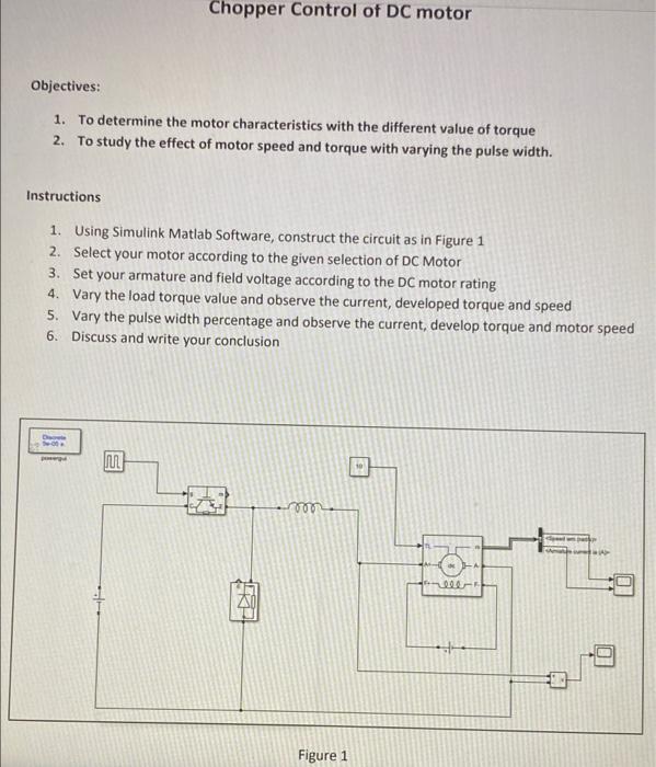 Solved Chopper Control of DC motor Objectives: 1. To | Chegg.com