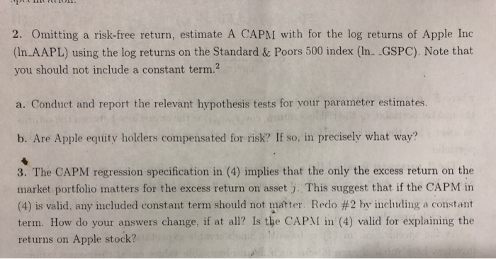 Stata, CAPM linear regression model code example. a. | Chegg.com