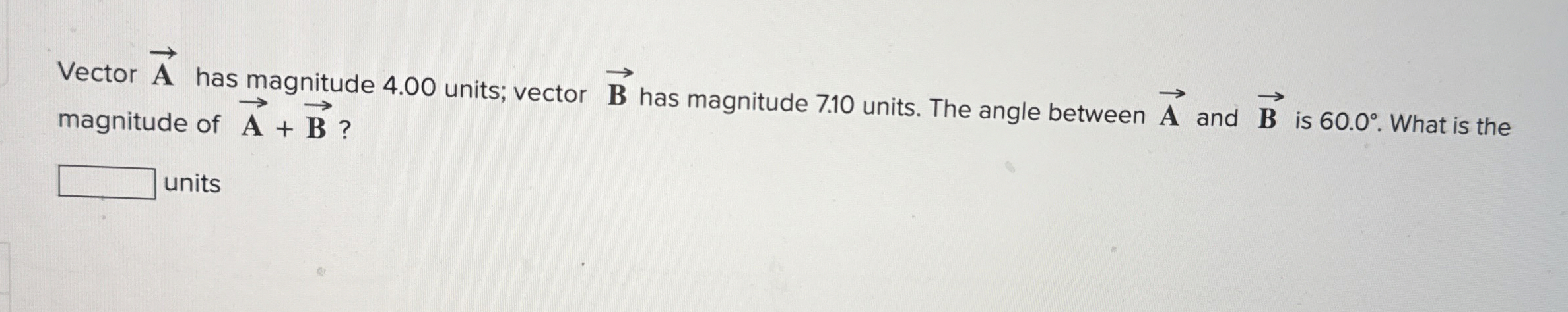 Solved Vector vec(A) ﻿has magnitude 4.00 ﻿units; vector | Chegg.com