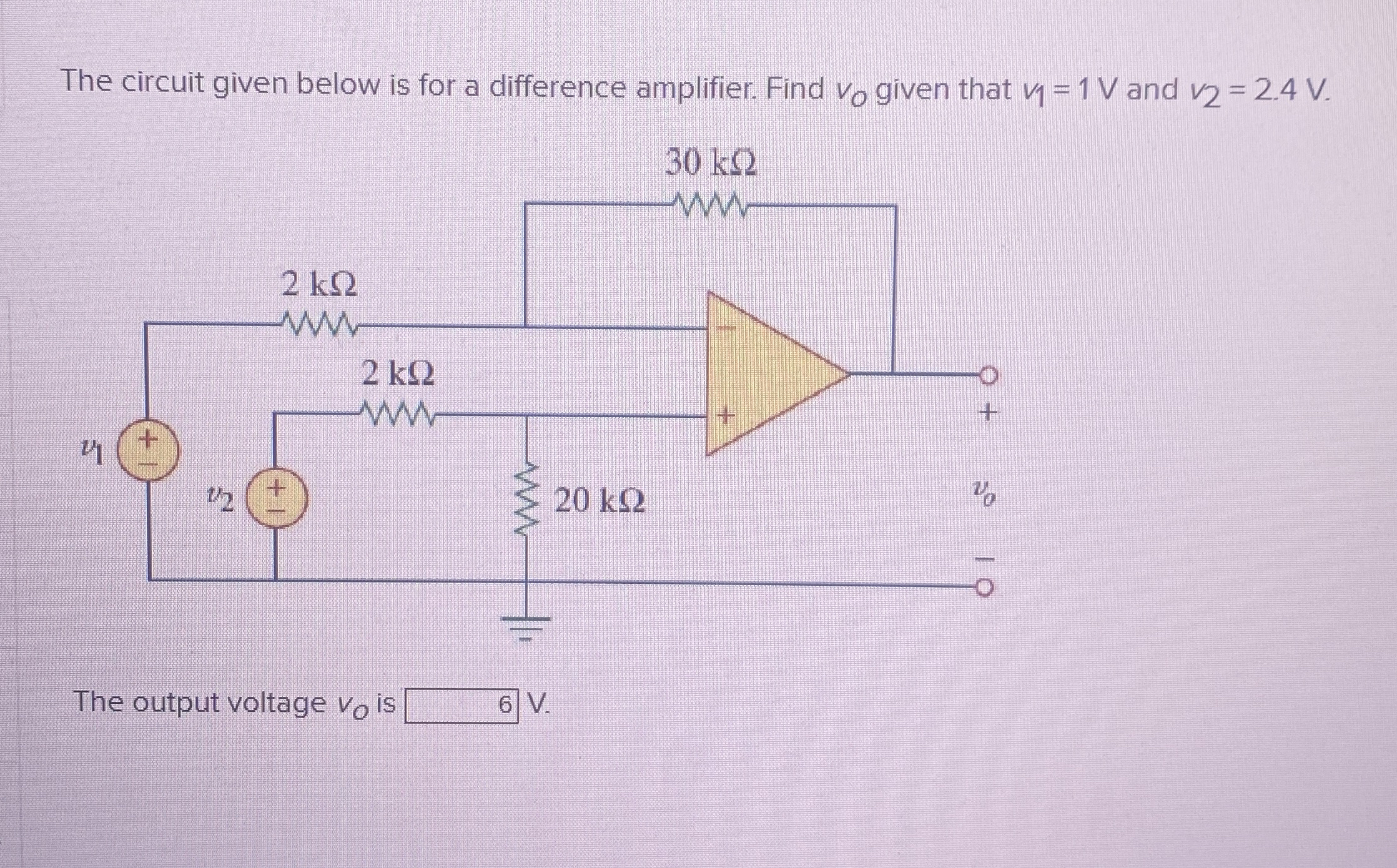 Solved The circuit given below is for a difference | Chegg.com