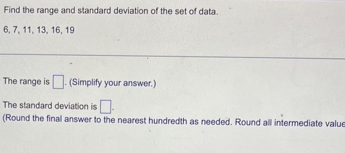 Solved Find the range and standard deviation of the set of | Chegg.com
